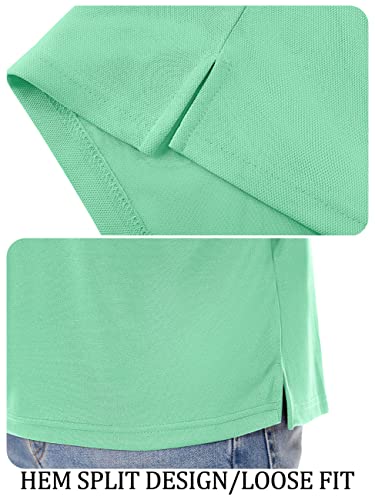 TACVASEN Men's Summer Polo Shirts Casual Lightweight Short Sleeve Collared T-Shirt Mint Green M