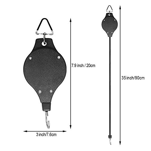 Lythor 4 Pack Plant Hook Pulley, Retractable Plant Hanger Easy Reach Hanging Flower Basket for Garden Baskets Pots and Birds Feeder Hang High up and Pull Down to Water Or Feed