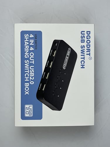 USB Switch 4 in 4 Out, USB Switcher Selector 4 Port for 4 Computer Share 4 USB Devices Keyboard Mouse Printer Scanner with Desktop Controller and Cables