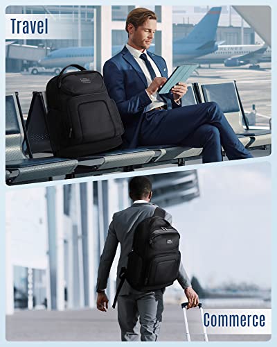 LIGHT FLIGHT Travel Laptop Backpack for Men Women,Water Resistant College Bag,Carry on Backpack Flight Approved,Work Bookpack Fits 15.6 Inch Laptop,Lightweight Hiking Bag,Black
