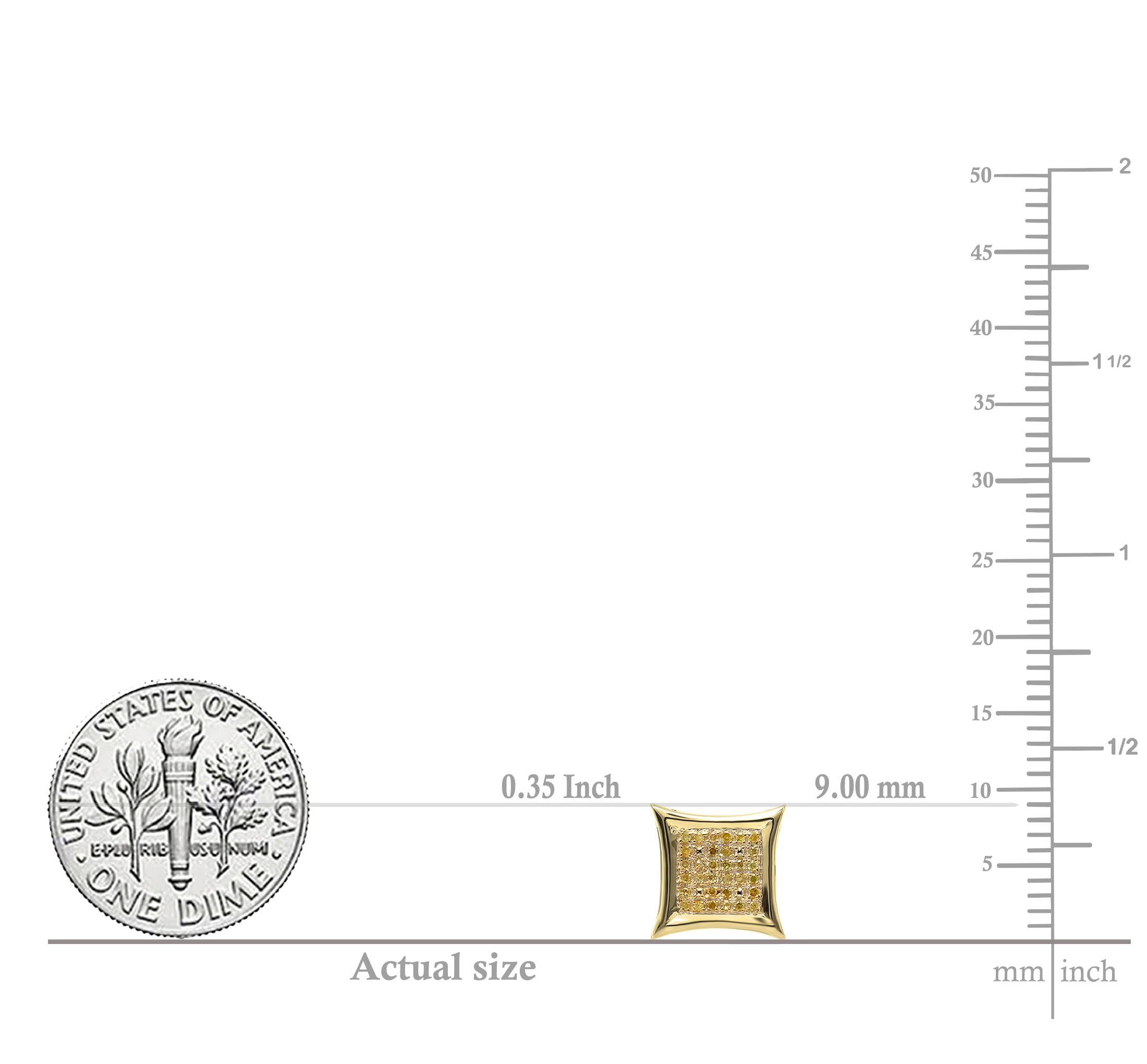 Dazzlingrock Collection 0.15 ctw. Round Yellow Diamond Kite Shape Screw back Stud Earrings for Men in 10K Yellow Gold