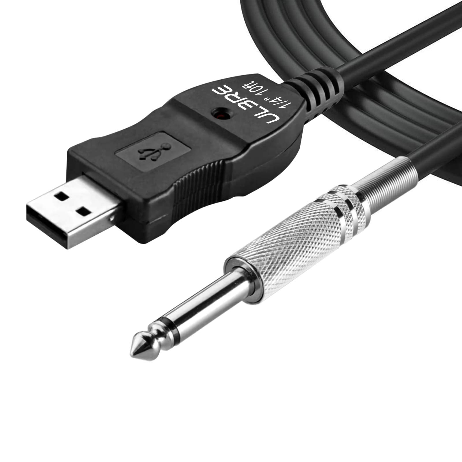 USB Guitar Cable Guitar Cord 10FT USB Male to 1/4 Inch TS Mono Jack Connector Cord Compatible Windows and MacOS Guitar Base to PC USB Connection Cable Adapter for Recording Instrument Singing