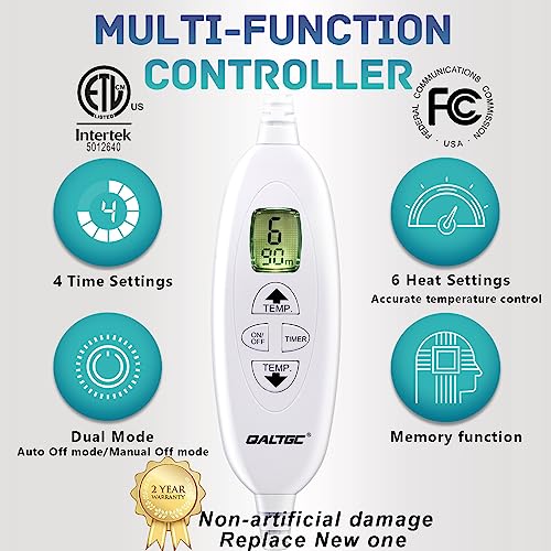 QALTGC Heating Pad (12"x 24"), LCD Controller, Machine Washable, Comfortable Soft for Cramps/Pain Relief(Grey)