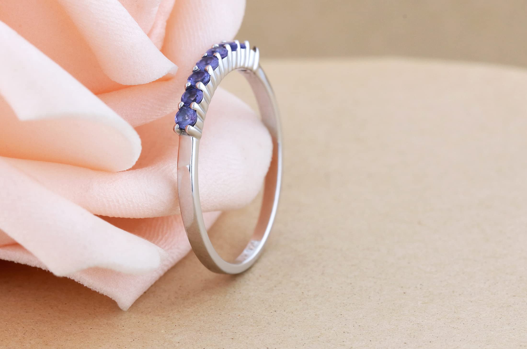 Dazzlingrock Collection 0.30 Carat (ctw) Sterling Silver Round Cut Tanzanite Ladies Wedding Band Ring 1/3 CT, Size 9