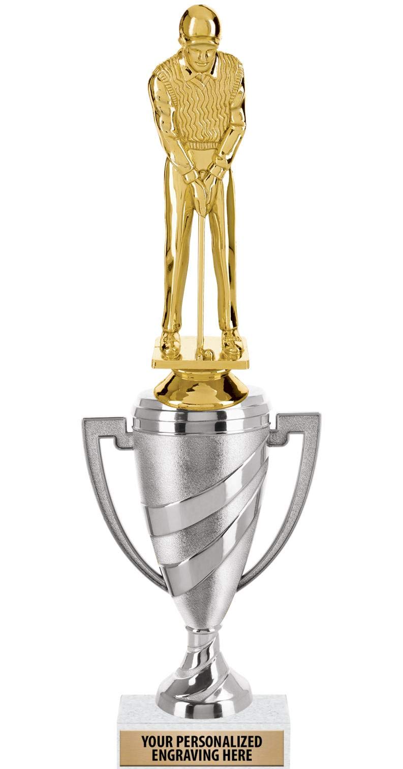 Crown Awards Golf Trophy, 11" Silver Cup Golf Putter Trophies Includes Free Engraving, 1 Pack