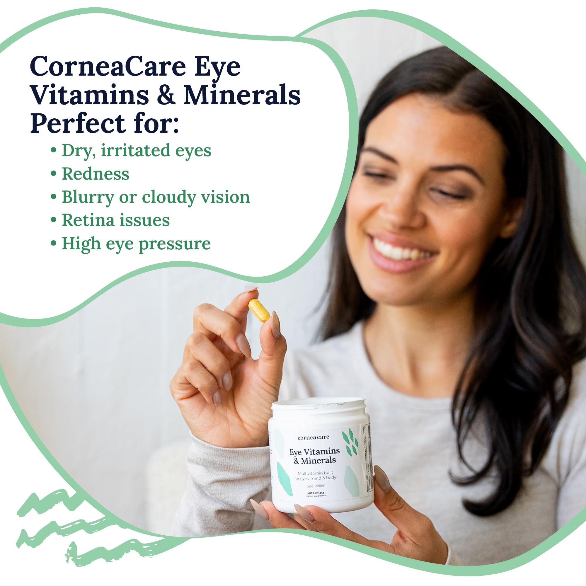 CorneaCare Eye Vitamins and Minerals - Multivitamin | Eye Vitamins for Vision | Eye Health Vitamins | Dry Eye Supplements | Eye Health Supplements | Vision Vitamins for Eyes | 60 Tablets