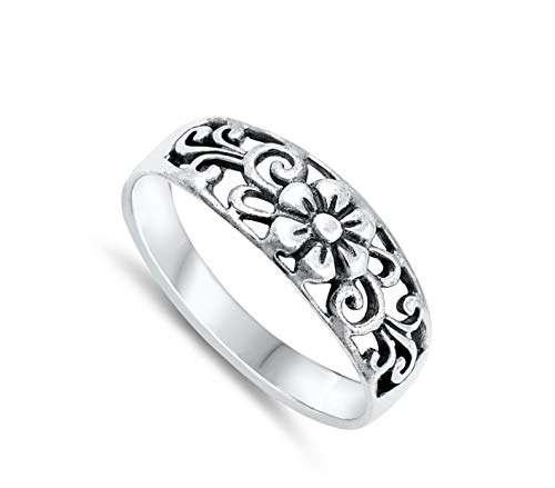 Classic Renaissance Flower Filigree Swirl Ring New .925 Sterling Silver Band Size 10