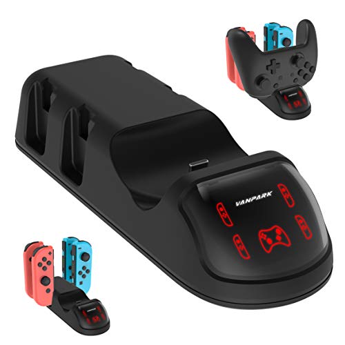 Controller Charger Station for Nin-tendo Switch/PS5, Upgraded 5-in-1 Remote Charging Dock Stand Station Compatible with Switch Joy-Con & Pro & PS5 Controller with LED Charging Indicator Light