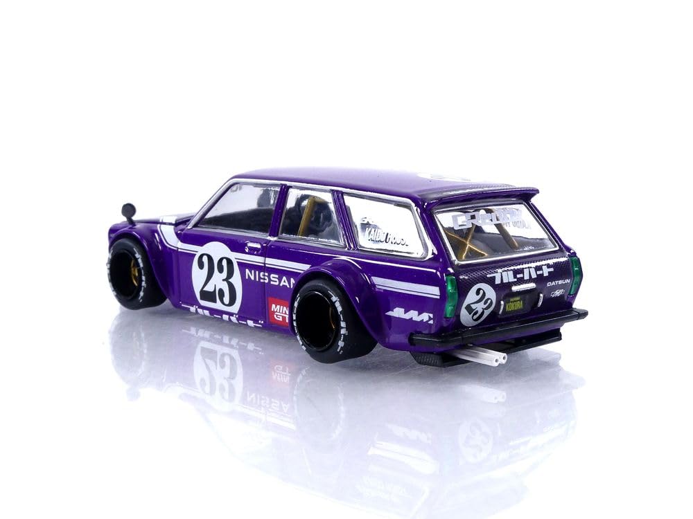 Datsun KAIDO 510 Wagon Carbon Fiber V1 Purple Kaido House 1/64 Diecast Model Car True Scale Miniatures KHMG062