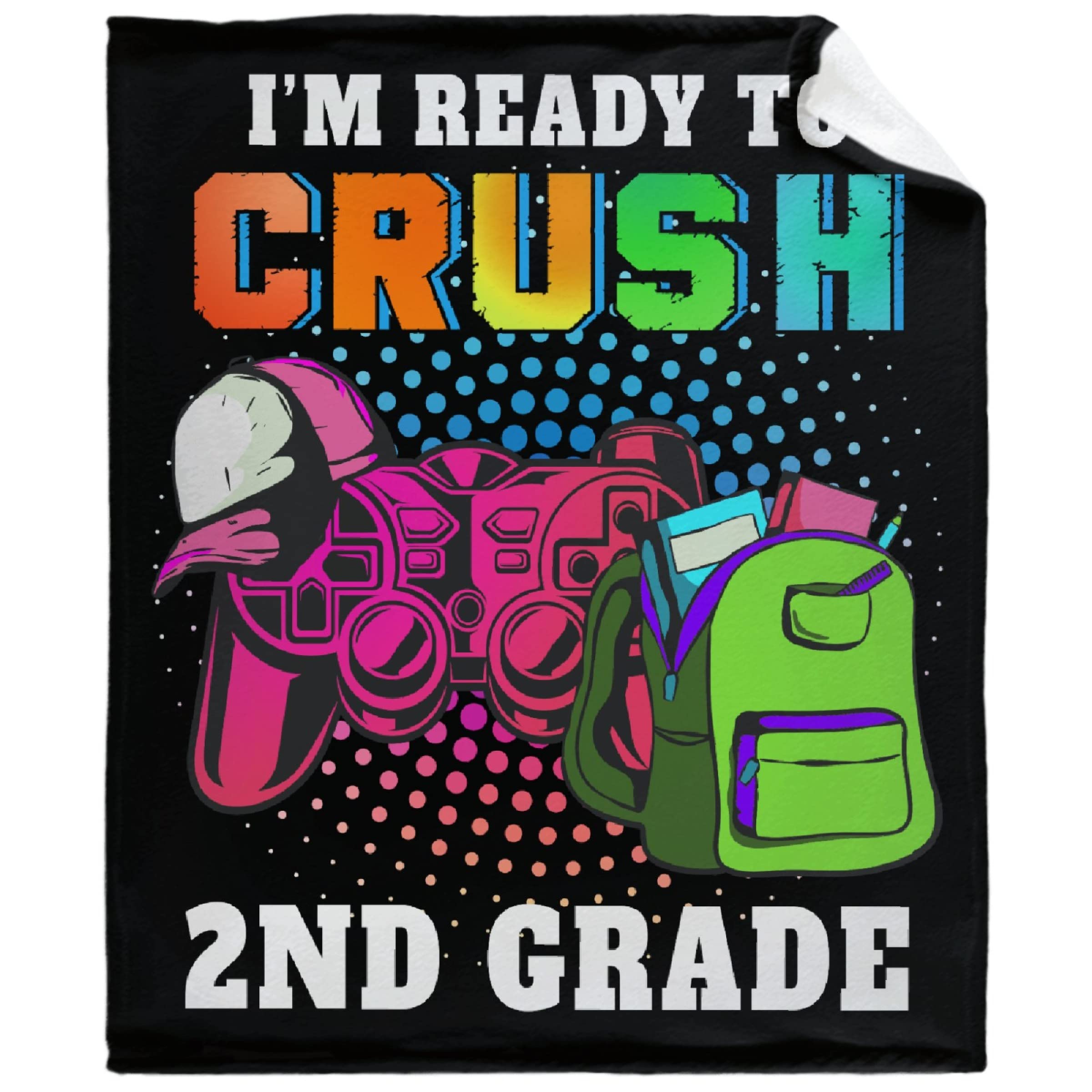 Gaming Blanket, I'm Ready to Crush 2nd Grade Back to School Video Game, Good Gift for Girl Boy, Extra Small 40" x 30" for Pet,Lightweight Flannel Soft and Comfortable, ARAHANT