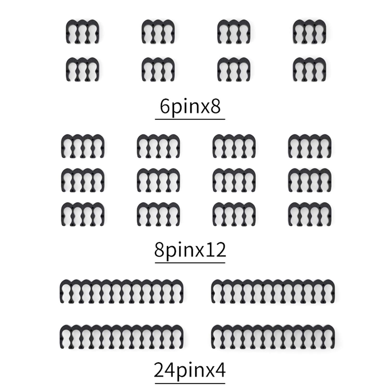 upHere 24 Pieces Set = 24-pin x 4, 8-pin x 12, 6-pin x 8 for 3 mm up to 3.4 mm/0.13inch- Black(3.4 mm/0.13inch)-CM245