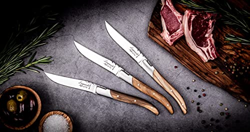 Laguiole Style de Vie Steak Knives, Luxury Line, 6 pieces, Olive Wood, in giftbox