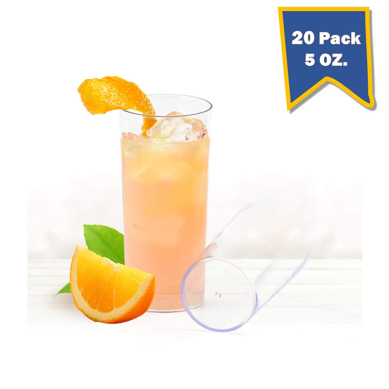 Clear Plastic Highball Glasses, Party Cups | Disposable Highball Cups | 5 Ounce Highball Tumblers, 20 Count - Posh Setting