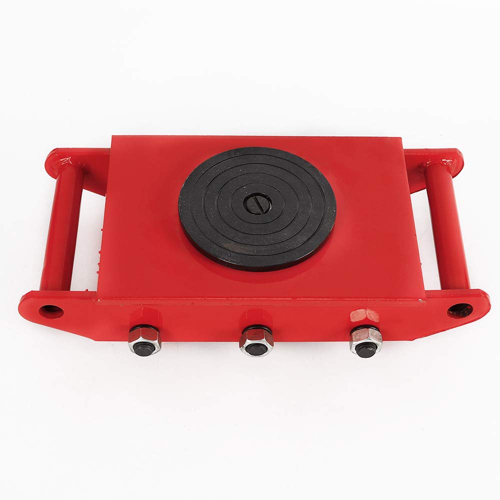 Heavy Duty Machine Dolly Skate Machinery Roller Mover Cargo Trolley 8 Ton 17600lb, w/Steel Rollers Cap 360 Degree Rotation (Red)