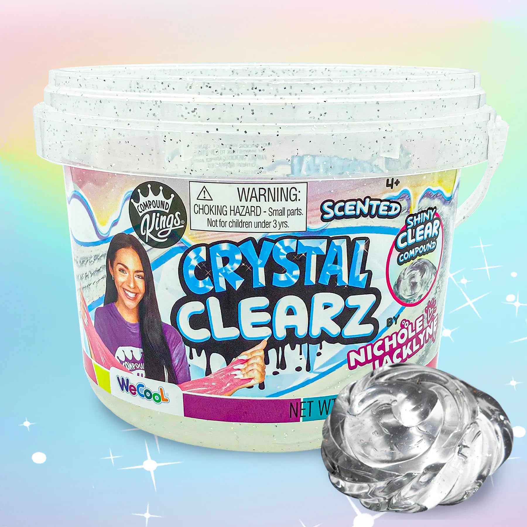 COMPOUND KINGS Fluffy Scented Crystal Clearz Slime Bucket by Nichole Jacklyne for Girls & Boys | Sensory Toys | Non-Sticky | Stress-Reducing Tacticle