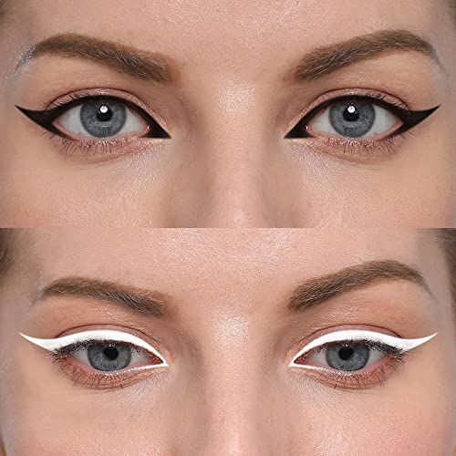 DUNUF MAKEUP 2 in1 Waterproof Liquid Eyeliner, Pitch Black, White,white liquid liner,0.02 Fl Oz (Pack of 1)