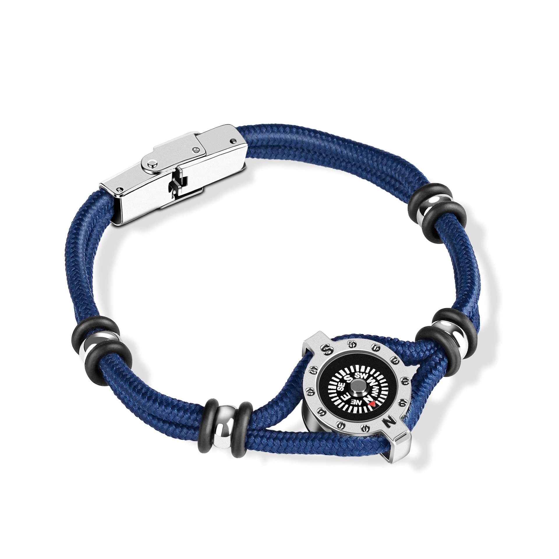 Compass Couple Bracelet-black & blue a pair