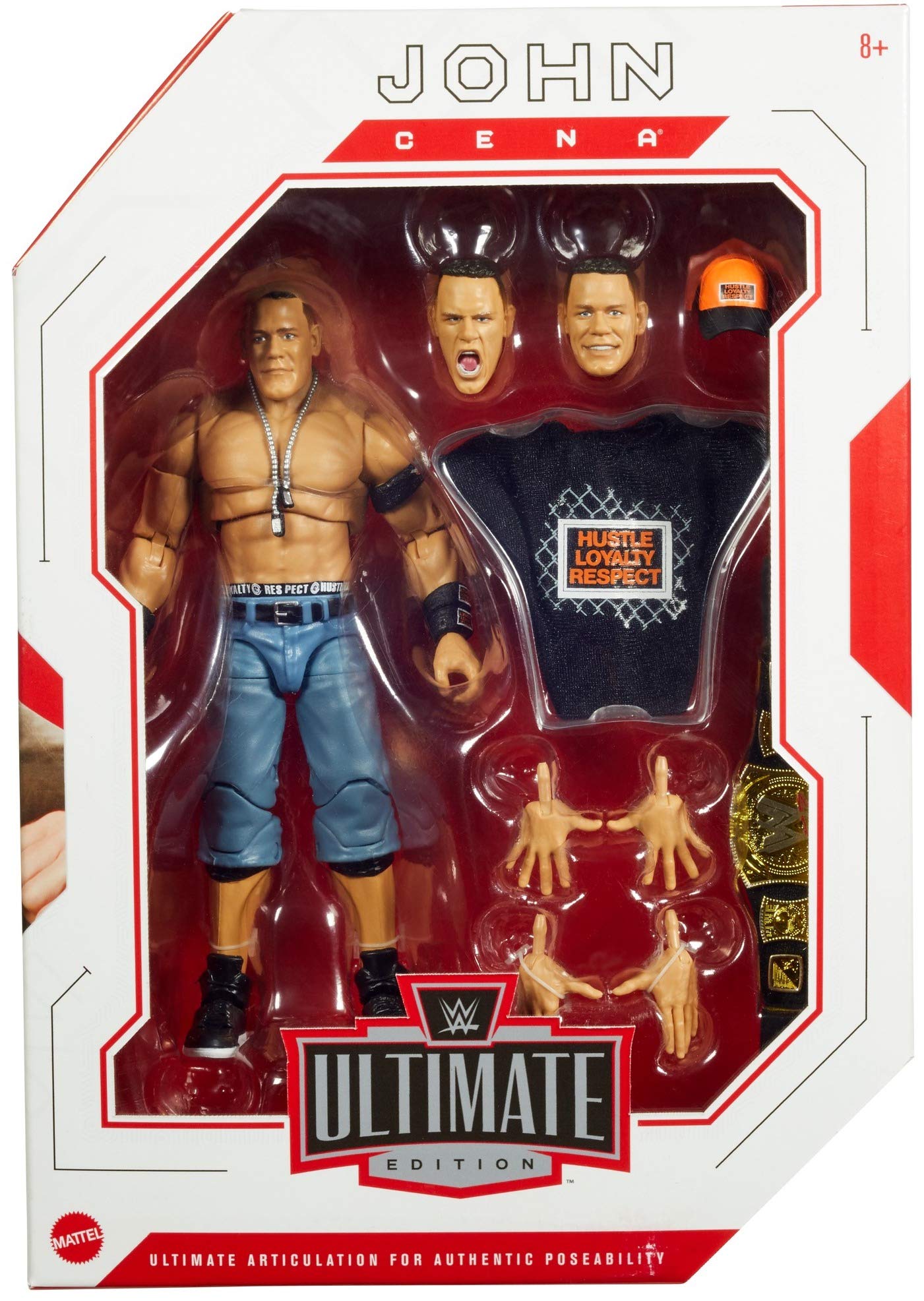 WWE John Cena Ultimate Edition Wave 5 Multiple-Pose 6-inch Action Figure, for 8 years and up, with Entrance Gear, Extra Heads & Swappable Hands
