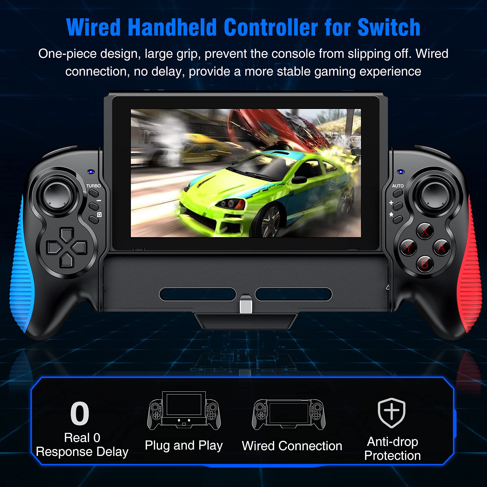 Gamtoure Switch Controllers Compatible with Nintendo Switch/Switch OLED, One-Piece Joypad Switch Pro Controller for Handheld Mode, Switch Controller Remote with Turbo and Dual Motor Vibration