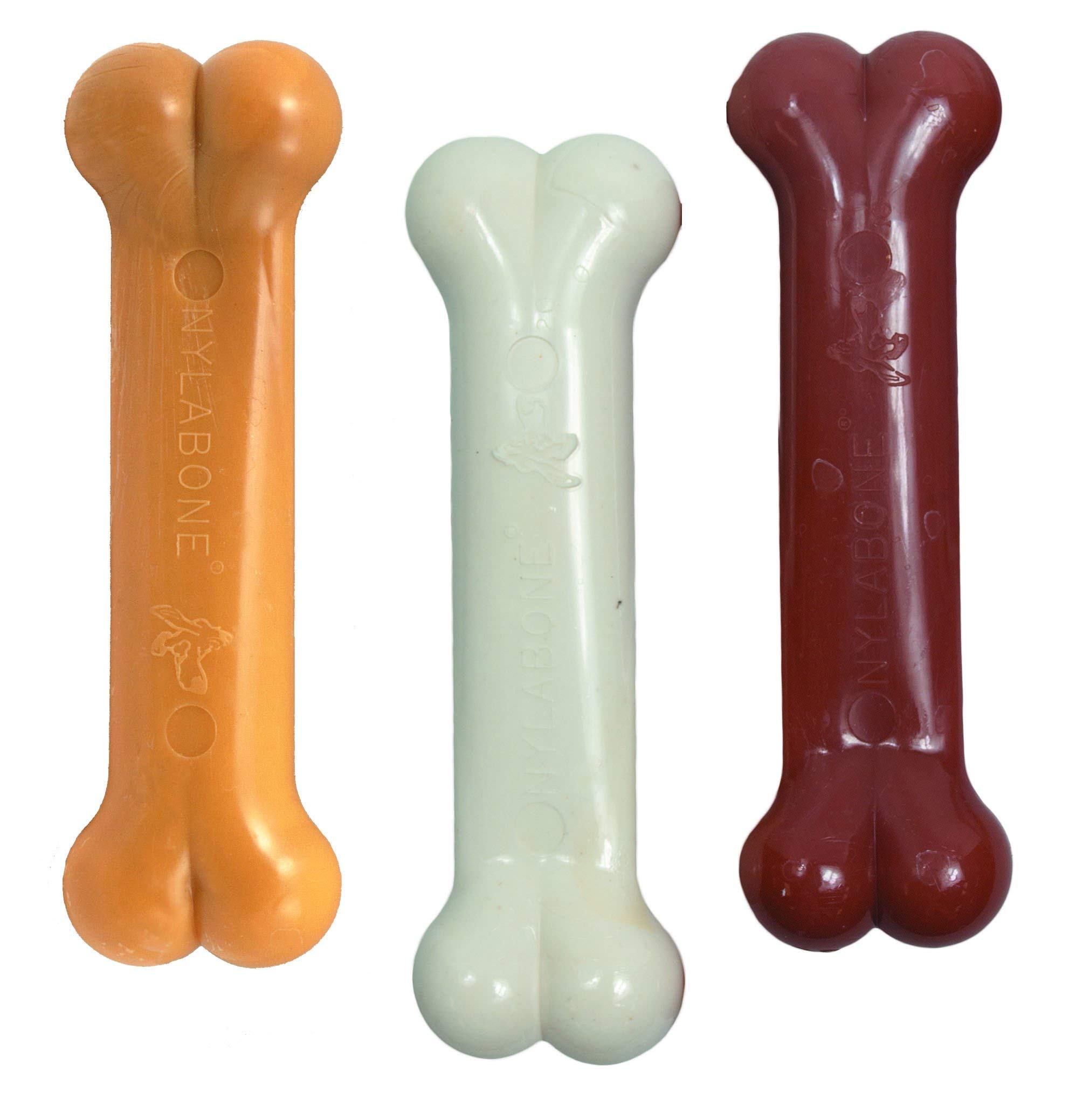 Nylabone Extreme Tough Dog Chew Toy Bones, Peanut Butter, Chicken, Bacon Flavoured, 3-Piece, Small, for Dogs Up to 11 kg