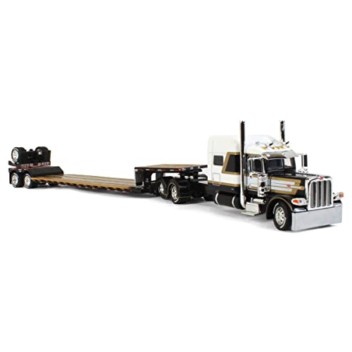 DCP 1/64 Black & White Peterbilt 389 w/Fontaine Renegade Lowboy & Flip Axle 60-1301