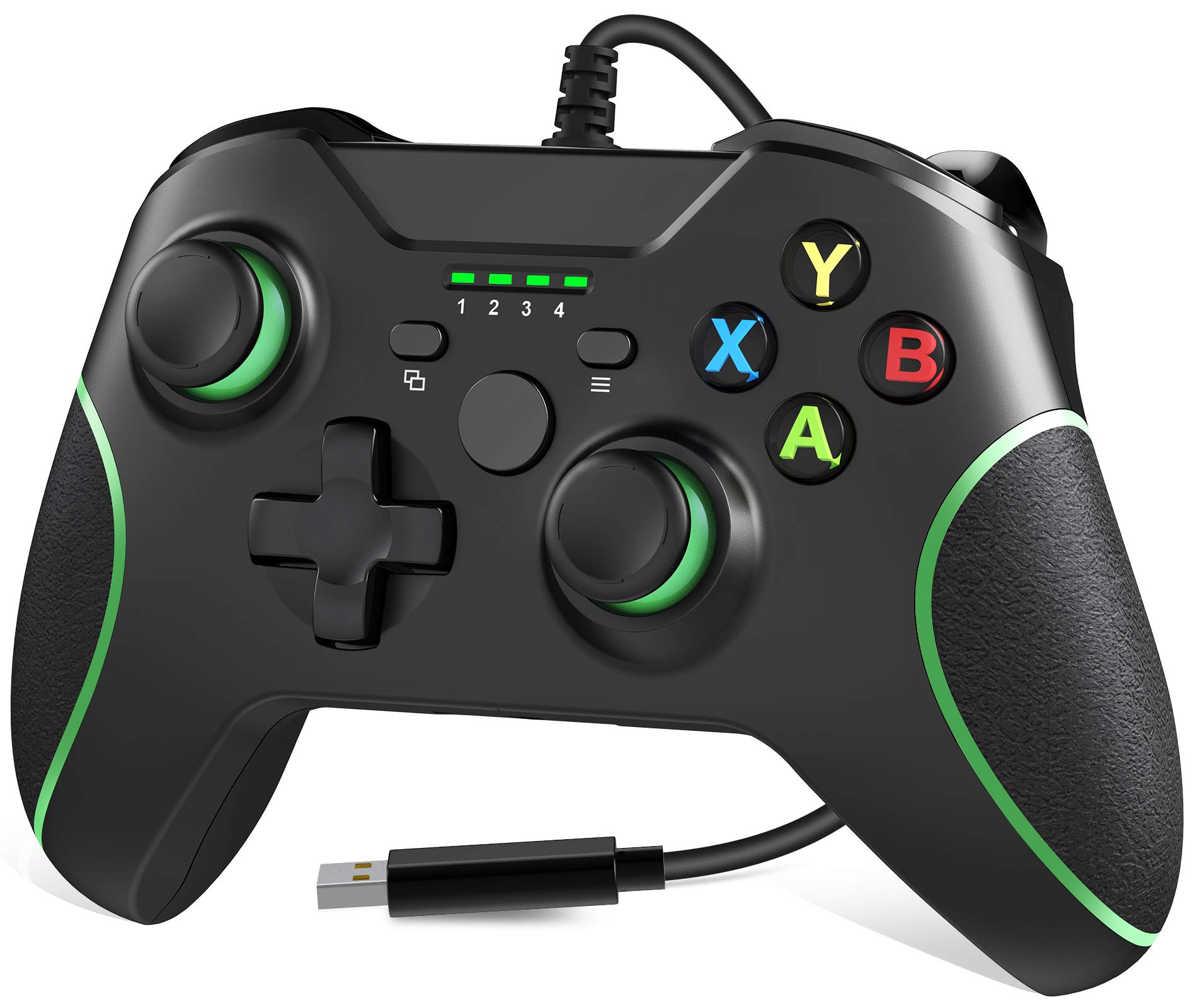Controller for Xbox One, Wired Controller for Xbox One Gaming Controller USB Gamepad Joypad Remote with Dual Vibration Headset Jack for Xbox One/S/X/Steam/PC Windows 7/8/10 (Black)