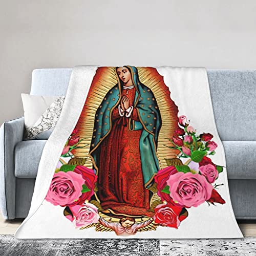 Our Lady of Guadalupe Virgin Mary(1) Flannel Fleece Throw Blankets Super Soft Cozy Warm Plush Bedding for Adults Kids Lightweight Blankets for Couch,Sofa,Bed Halloween decor-50 x40