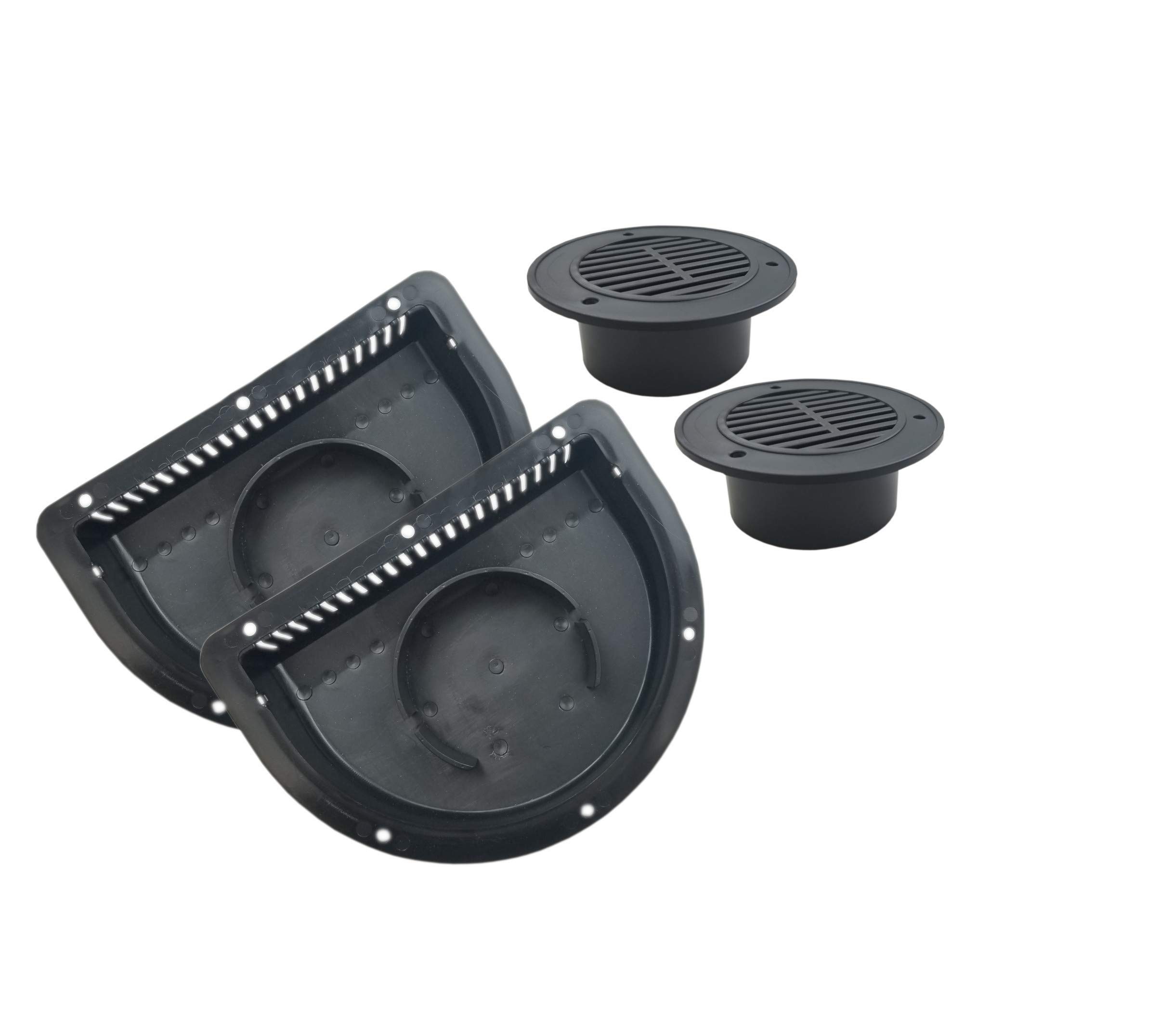 Class A Customs | RV ATV Cycle Truck Cargo Work Trailer Half-Moon Side Air Vents | Two Pack | Black