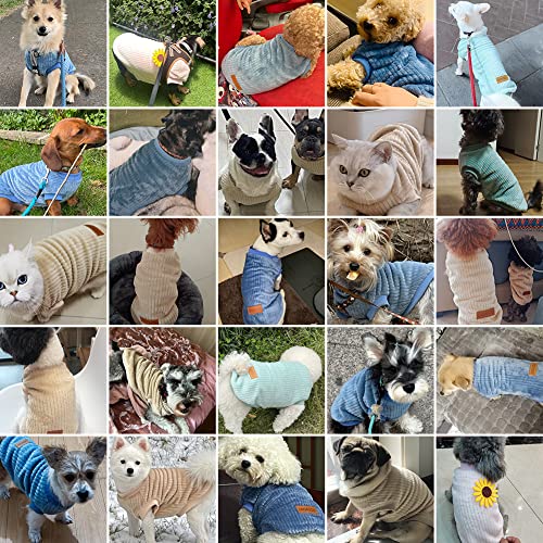 Mitili Dogs Sweater Winter Dog Clothes Warm Pullover Stretch Velvet Pets Jacket Pet Sweaters for Boy and Girl Cat Pullover Shirt in Cold Weather for Small Medium Bulldog Chihuahua (Small, Green)