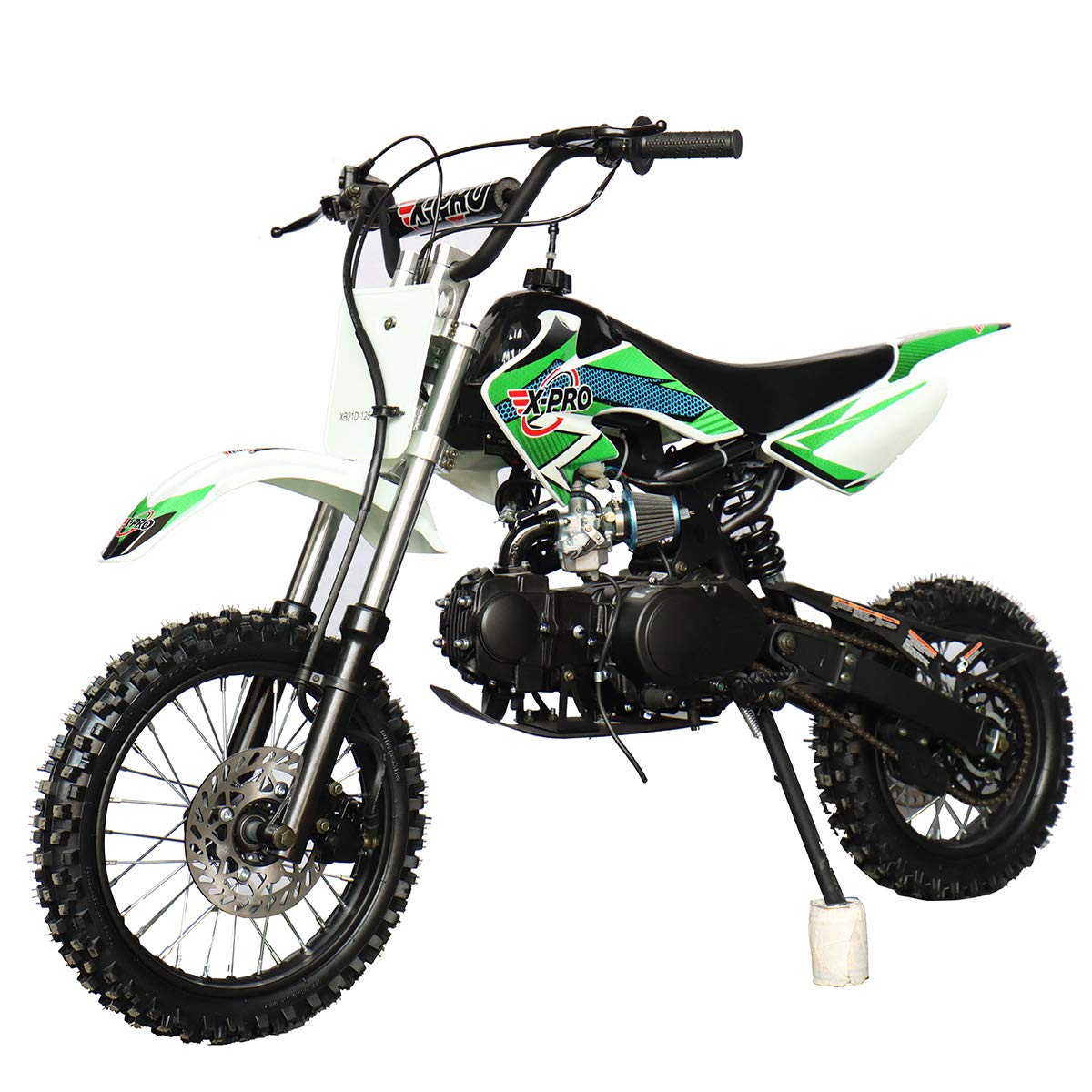 X-PRO 125cc Kids Dirt Bike Pit Bike Youth Dirt Pit Bike with 4-Speed Manual Transmission Zongshen Engine,Big 14"/12" Tires,Green