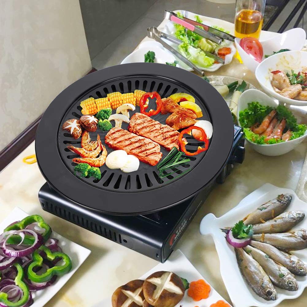 EMUKOEP Non Stick Bakeware Household Barbecue Pan Smokeless Round Nonstick Baking Tray BBQ Roasting Tray Kitchen Utensils