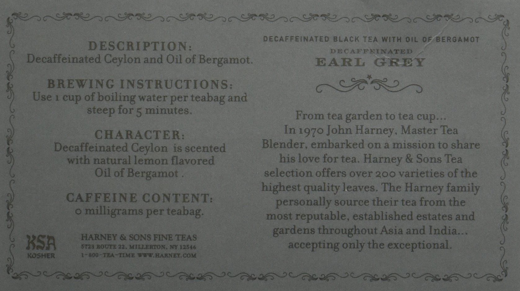 Harney & Sons Fine Teas Decaffeinated with Bergamot, Earl Grey, 50 Count