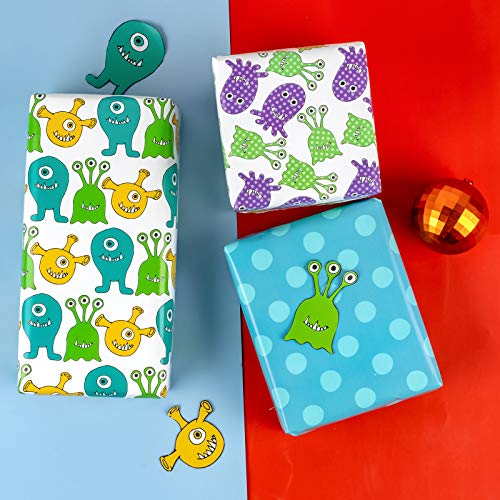 MAYPLUSS Wrapping Paper Sheet - Folded Flat - 6 Different Monster Design (45.2 sq. ft.ttl.) - 27.5 inch X 39.4 inch Per Sheet