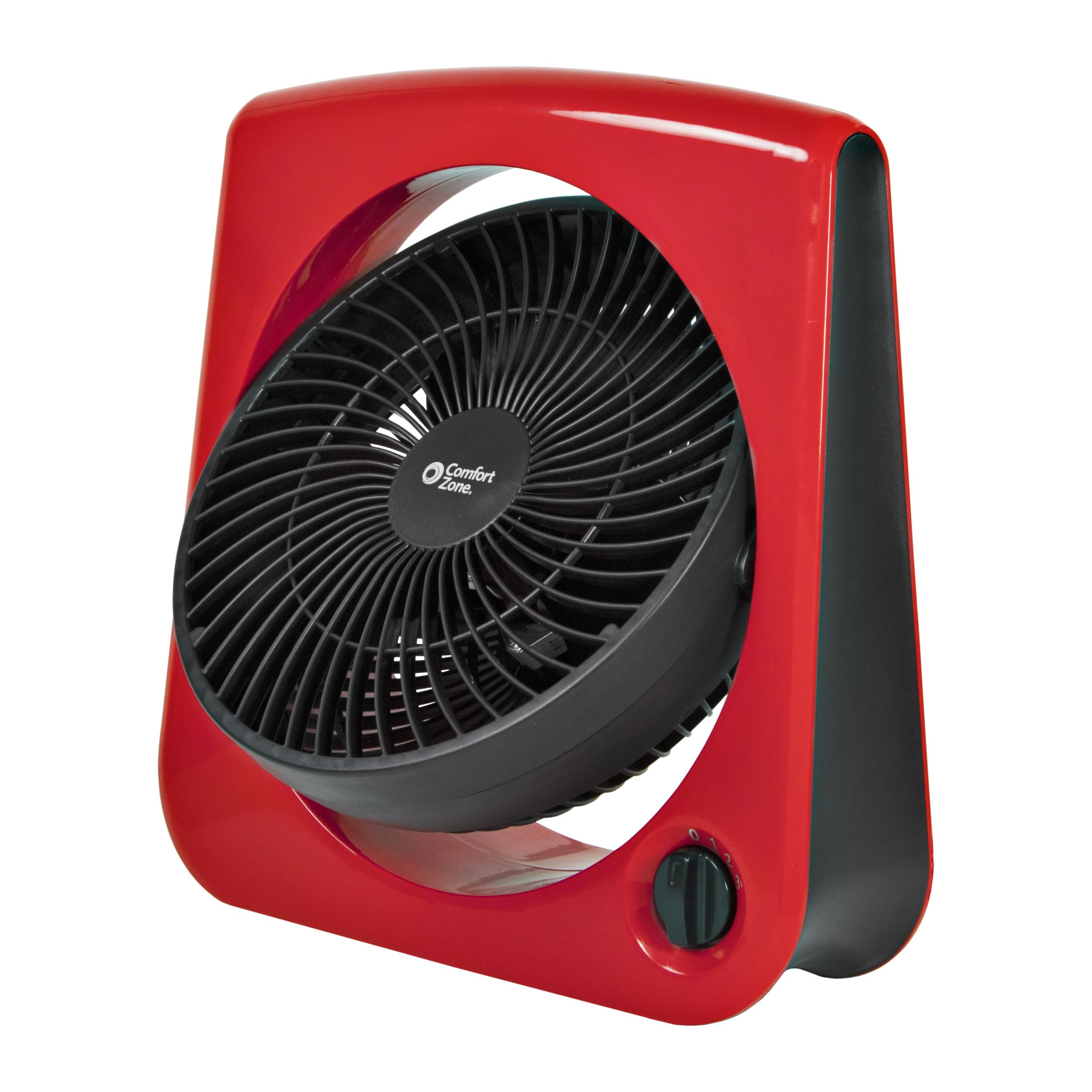 Comfort Zone 10" 3-Speed Turbo Table/Desk Fan with 180-Degree Adjustable Head, Adjustable Tilt, Ideal for Home, Bedroom & Office, CZ111RD