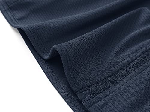 MAGCOMSEN Women's Lightweight Athletic Jacket Zipper Running Shirts Quick Dry Long Sleeve Sun Protection Shirts Navy 2XL