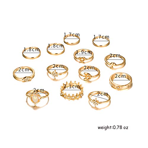 CSIYANJRY99 Boho Gold Rings for Women Star Moon Knuckle Ring Set,Vintage Stackable Midi Finger Rings Cute Trend Aesthetic Jewelry (C)