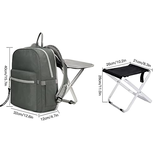 FHDGH 2 in 1 Folding Fishing Chair Bag Backpack Lightweight Backpack Stool Combo Backpack for Camping Fishing Hiking Picnic BBQ (Color : Black, Size : As Shown)