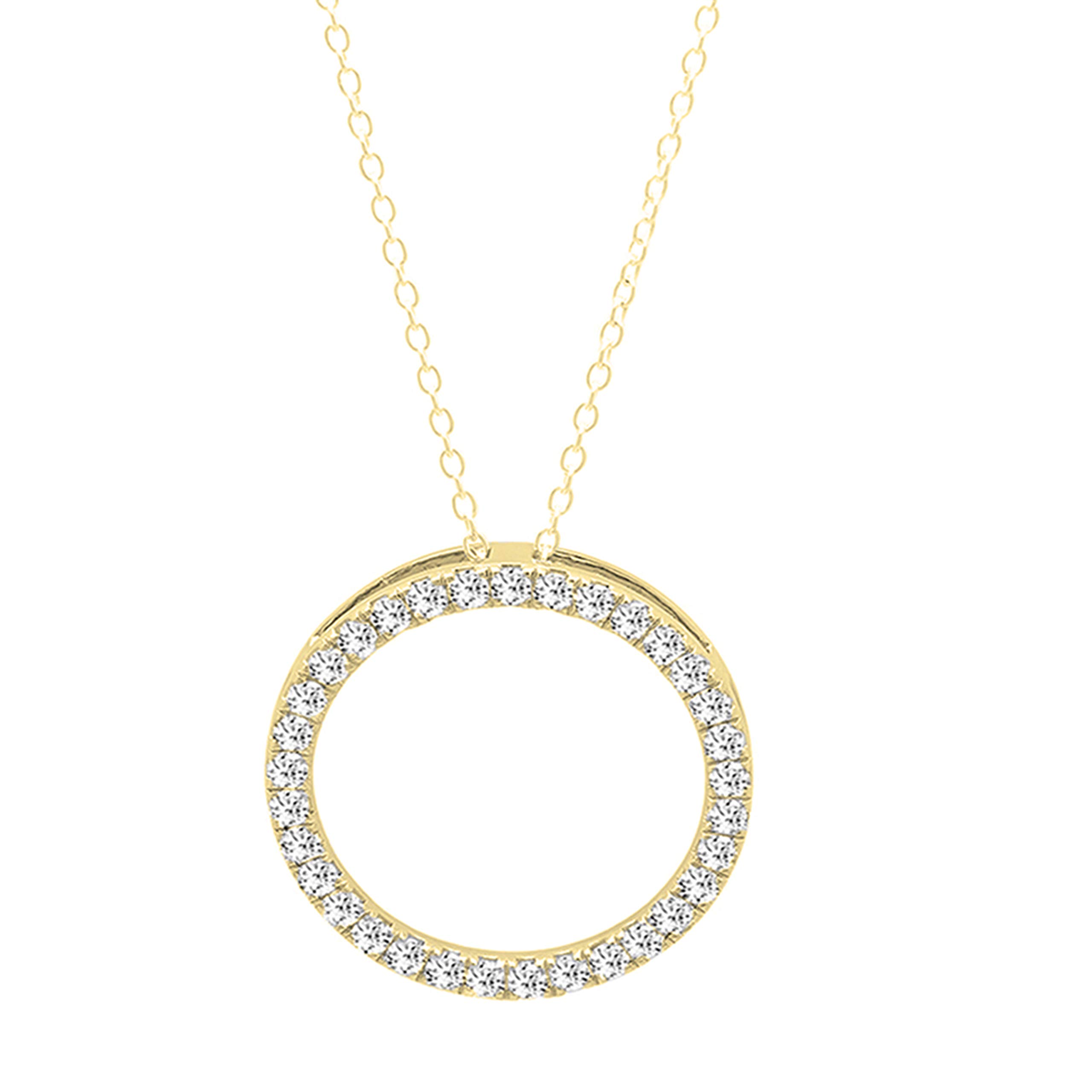 Dazzlingrock Collection 0.10 Carat (ctw) DGLA Certified Round White Diamond Circle Pendant (Gold Chain Included) 1/10 CT, 18K Yellow Gold