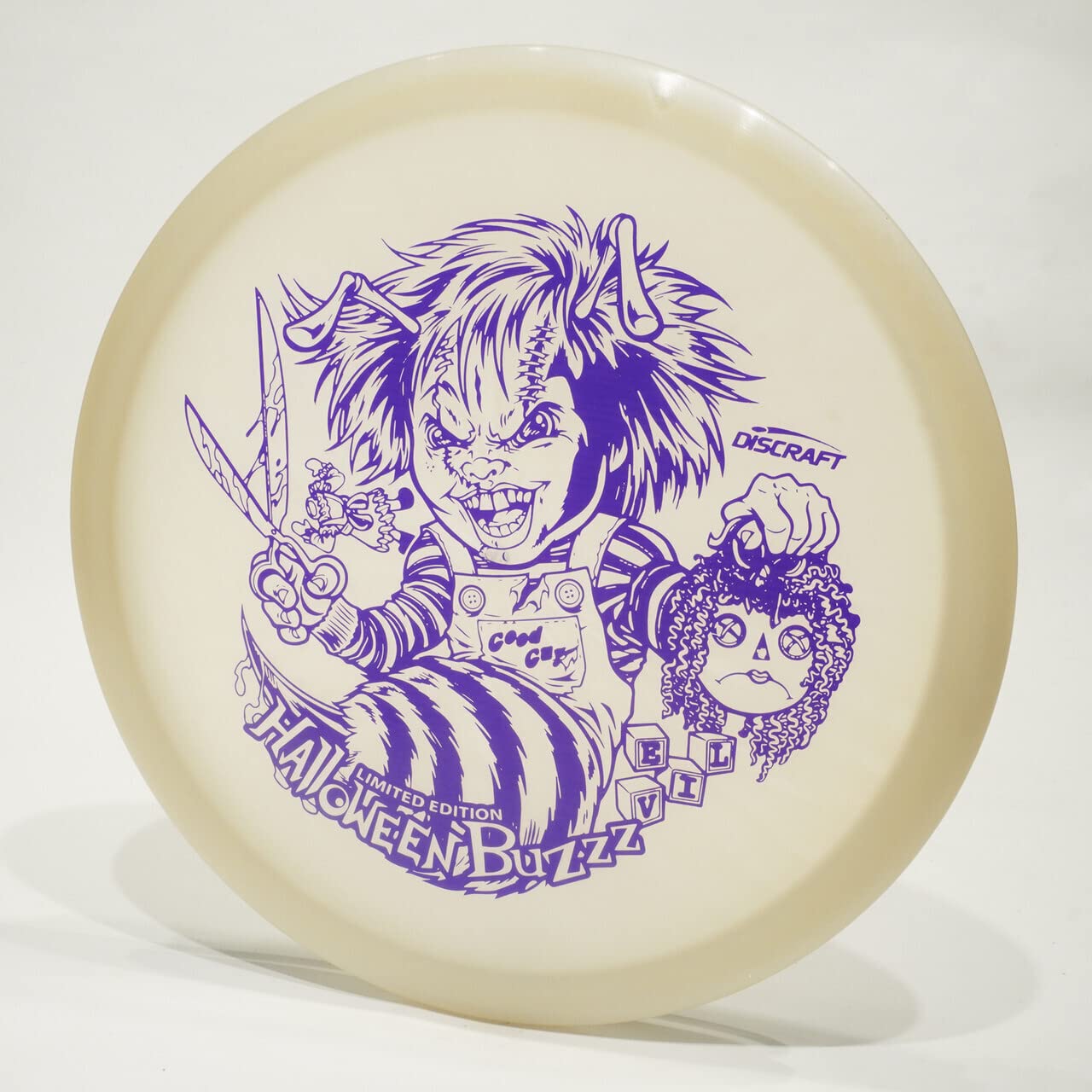 Discraft Glow Buzzz (Glo Z Line) Chucky Halloween 2022 Midrange Golf Disc 177+ Metallic Silver