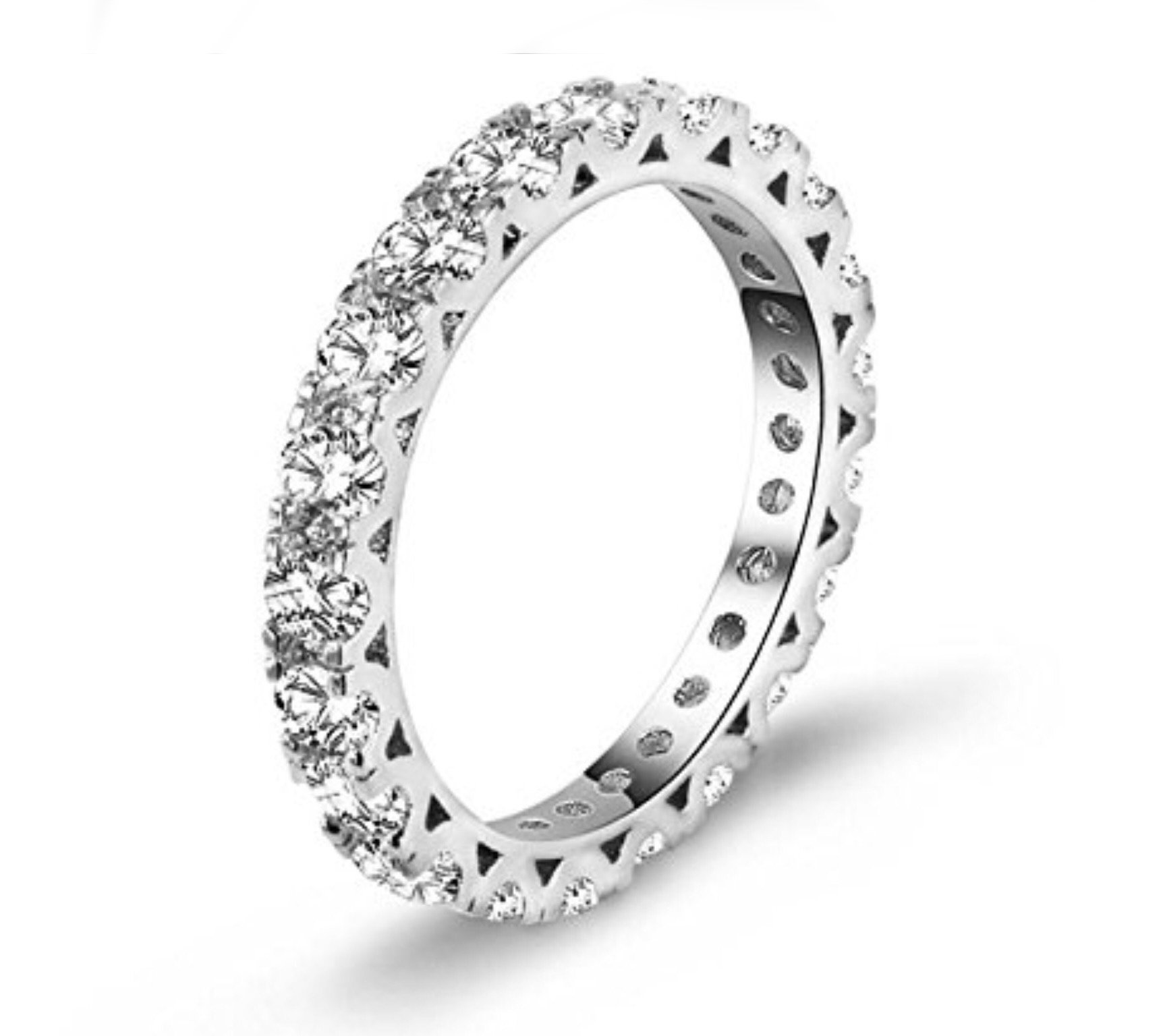 Diamonbella Realistic Simulated Diamond Hearts & Arrows Stackable Eternity Band Ring 3MM Width Solid 925 Silver R3MMB60