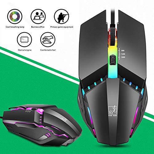 USB Wired Gaming Mouse - 7 Color Lighting,6 buttons,1600DPI - Adjustable Gaming Mouse Mice For Computer