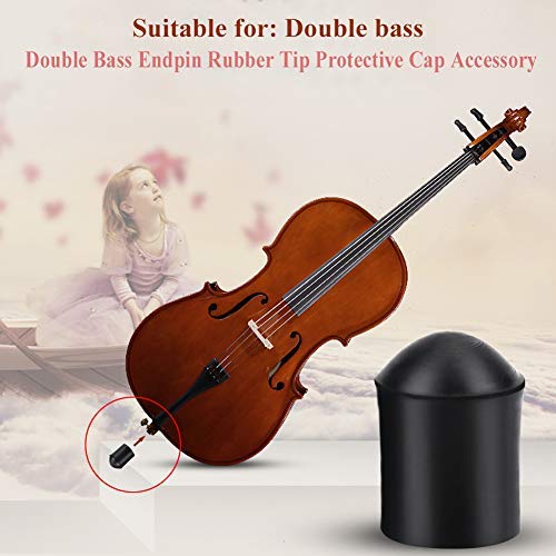Vbestlife Double Bass Endpin Rubber Tip Stopper, Set of 2 Upright Bass Parts Replacement Rubber Tip for Double Bass End Pin Protector Black