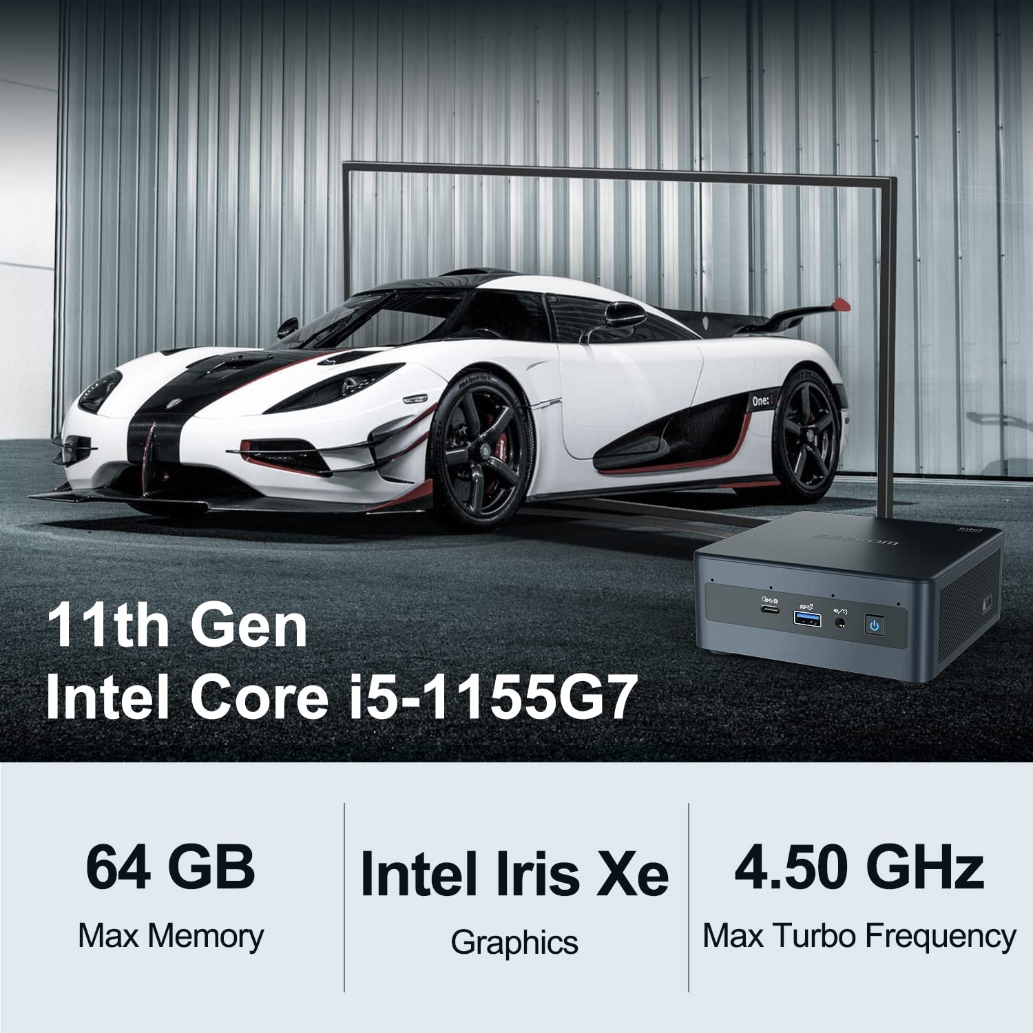 GEEKOM Mini Desktop Computer, Mini PC with i5-1155G7(Up to 4.5 GHz), 16GB Dual DDR4 512G SSD Windows 11 Pro Small Computer