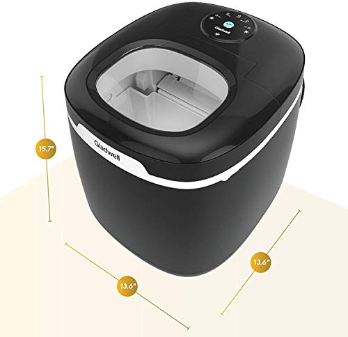 Gladwell, Countertop Ice Maker Machine, Portable Bullet Ice Cube Makers, Makes 50 pounds of Ice Cubes Small and Regular, Low Noise No Plumbing Easy to Clean Mini Machines, Jet Black