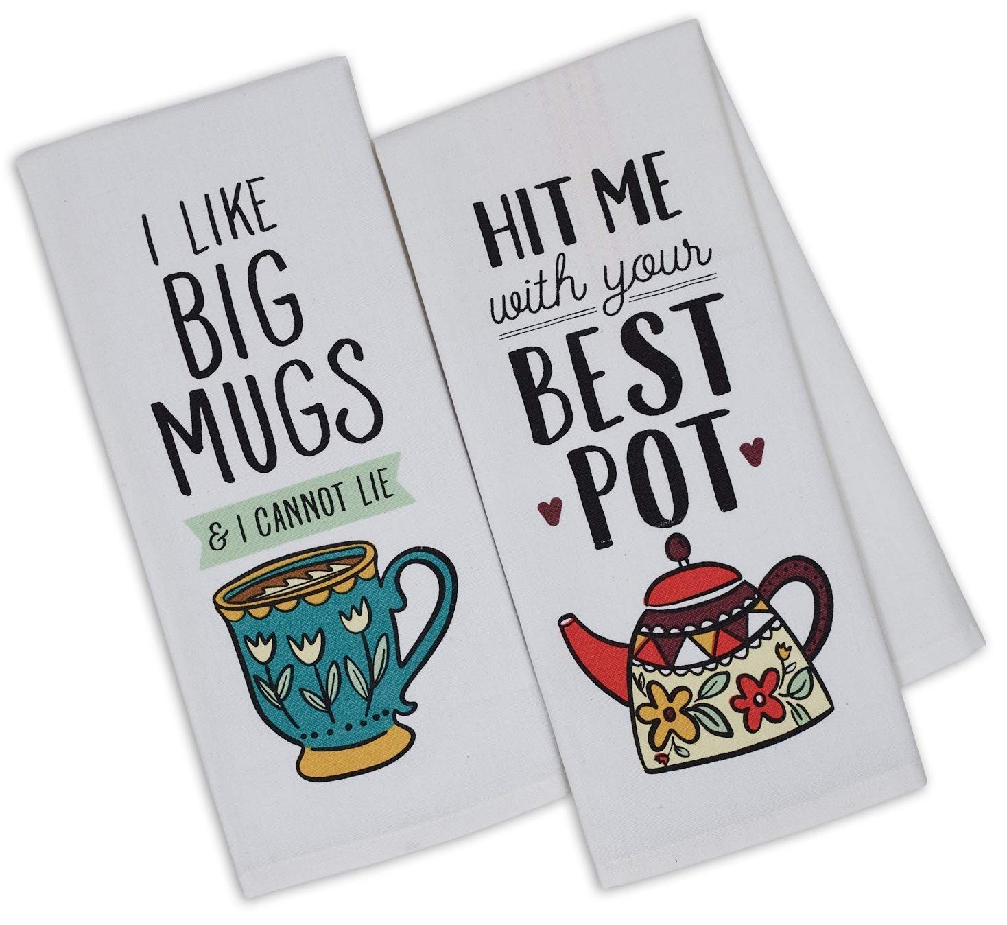Coffee Theme Kitchen Towels | Set of 3 Cotton Decorative Towels with Coffee Cup, Pot, Mug Print for Dish and Hand Drying | 18 inch x 28 inch