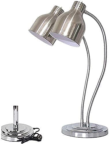 SZDYQ Kitchen Heat Lamp Food Warmer Single/Double Bulbs Buffet Carving Station lamp Display Heating Preservation Light,Portable 250 watt Heat Lamp (Color : Silver, Size : Double head)