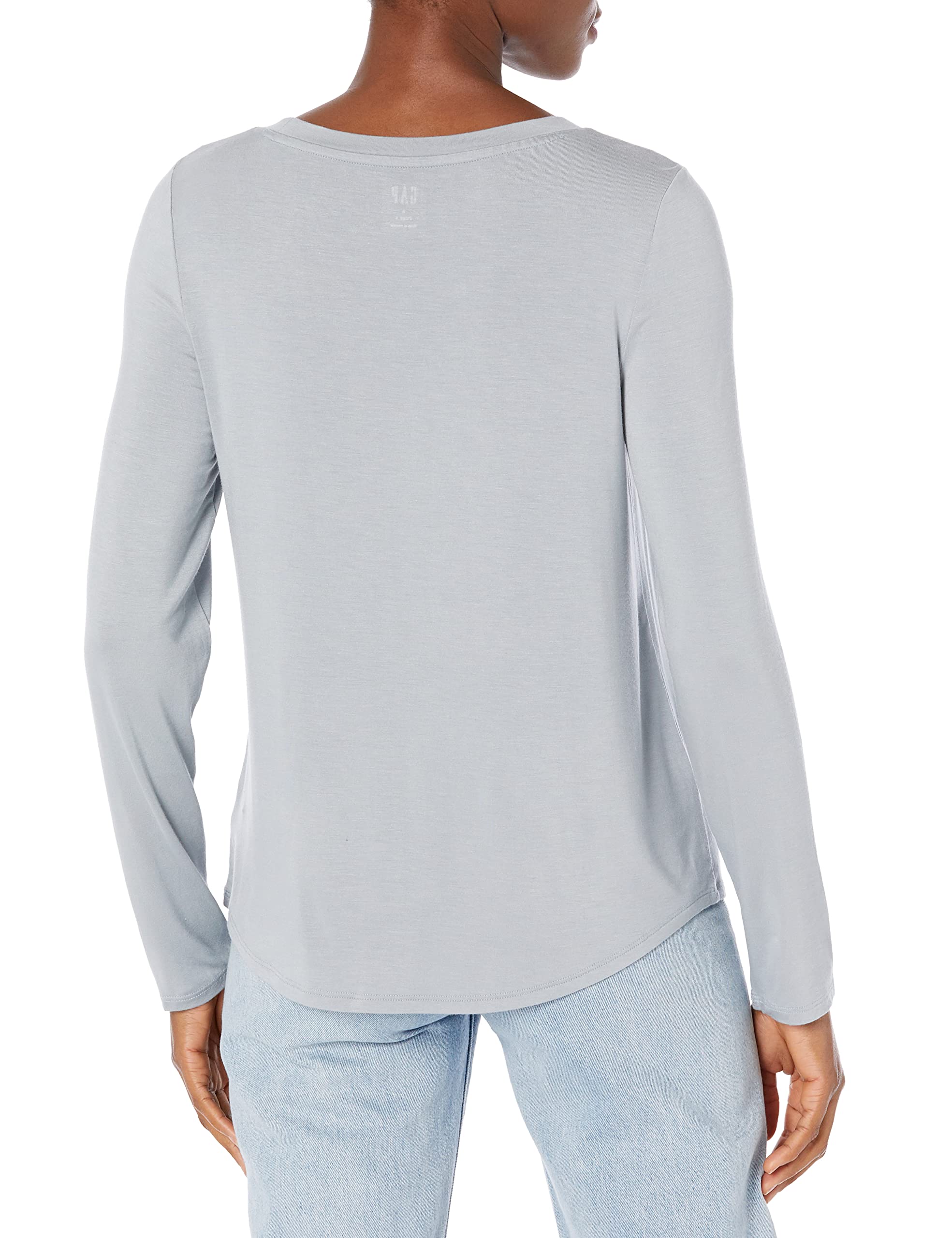 GAP Womens Luxe Long Sleeve Crew Neck T-Shirt Shirt, Crystal Blue Dusk, Medium US