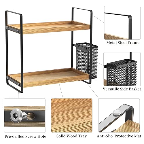 LEMIKKLE Bathroom Countertop Organizer, Bathroom Counter Perfume Tray and Vanity Organizer,Skincare Organizers for Vanity with Basket,Storage Organizers for Bathroom, Kitchen, Dresser
