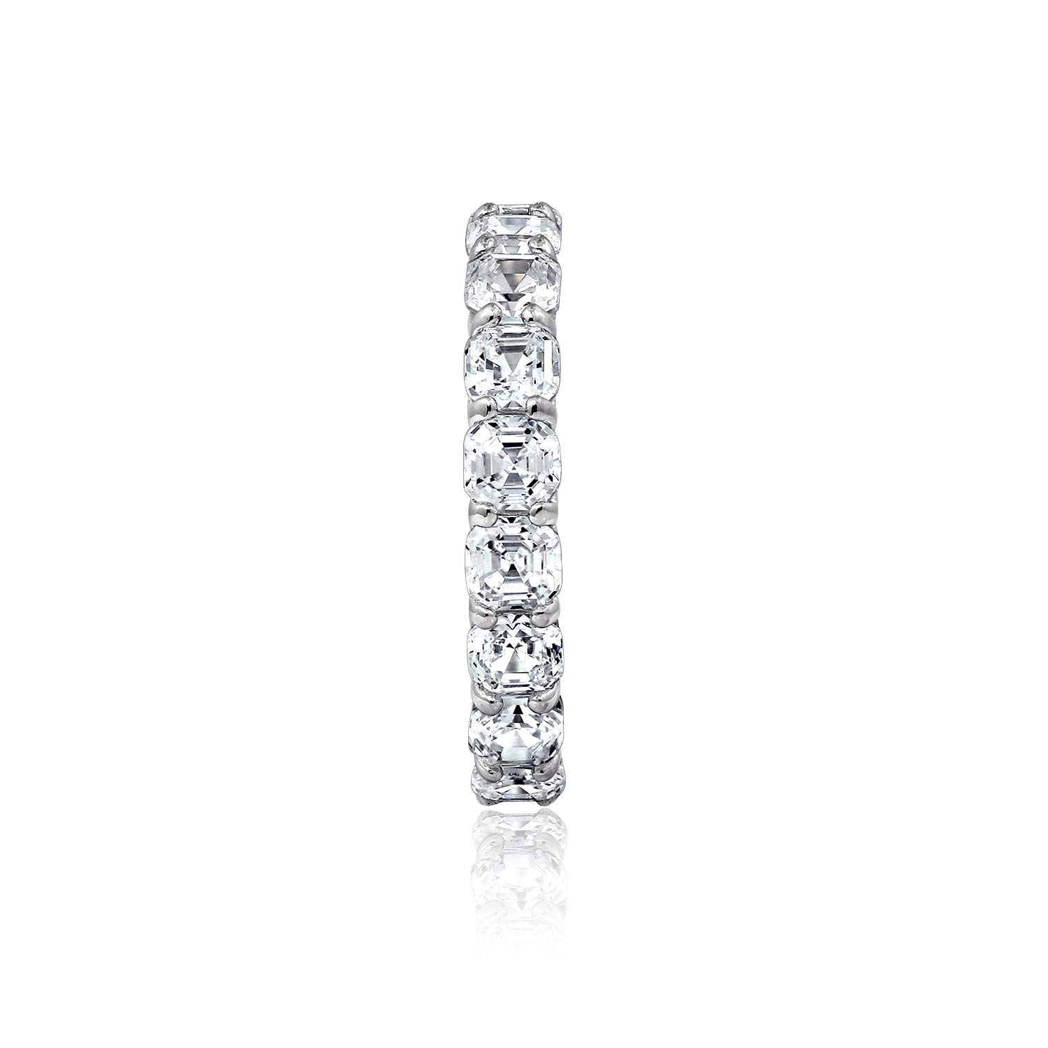 DIAMONBLISS Rhodium Clad Sterling Silver 6 cttw Asscher Cut Simulated Diamonds Eternity Ring, Size 8