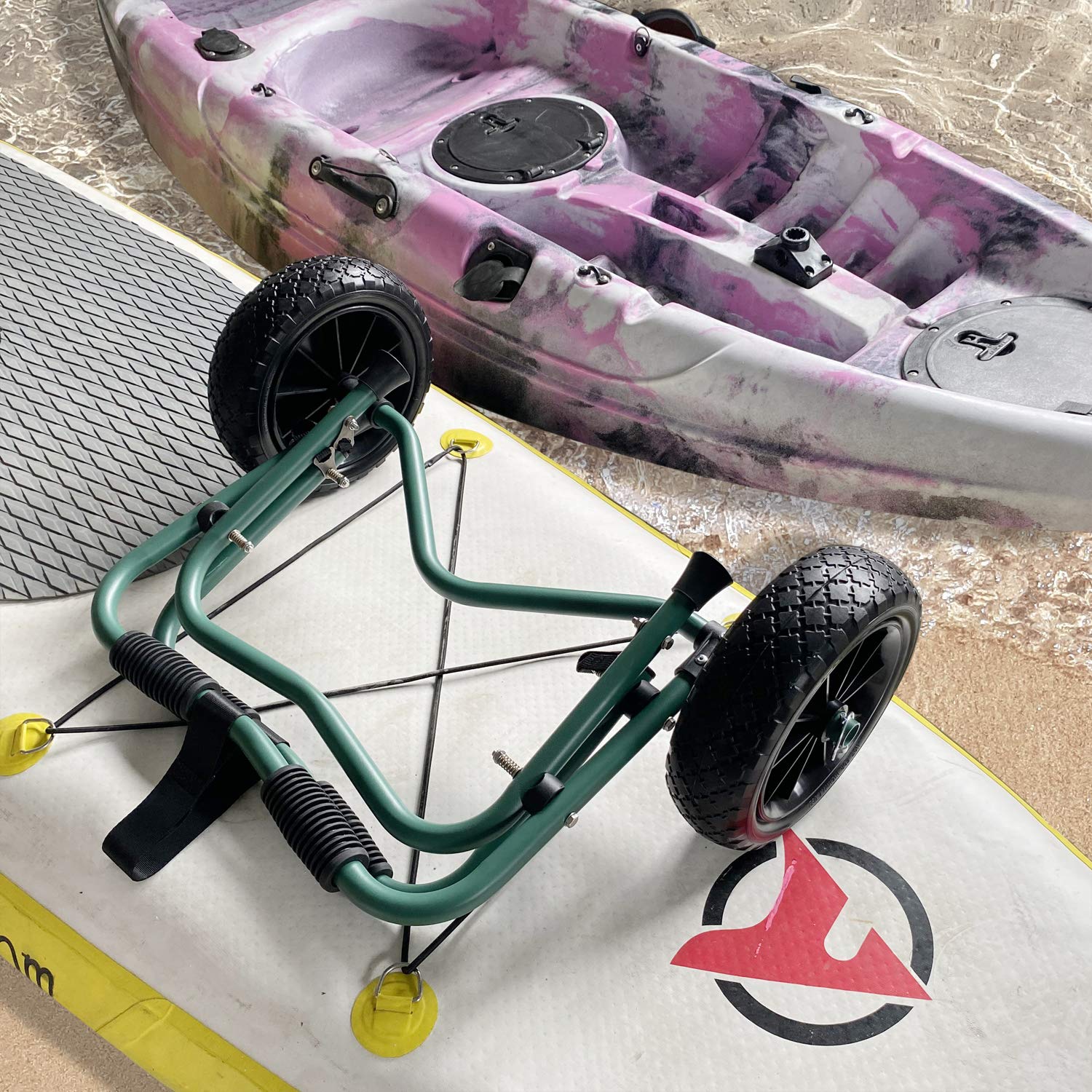Codinter Kayak Cart, Canoe Dolly Trolley for Carrying Kayaks Boats Paddleboard Transport β Green